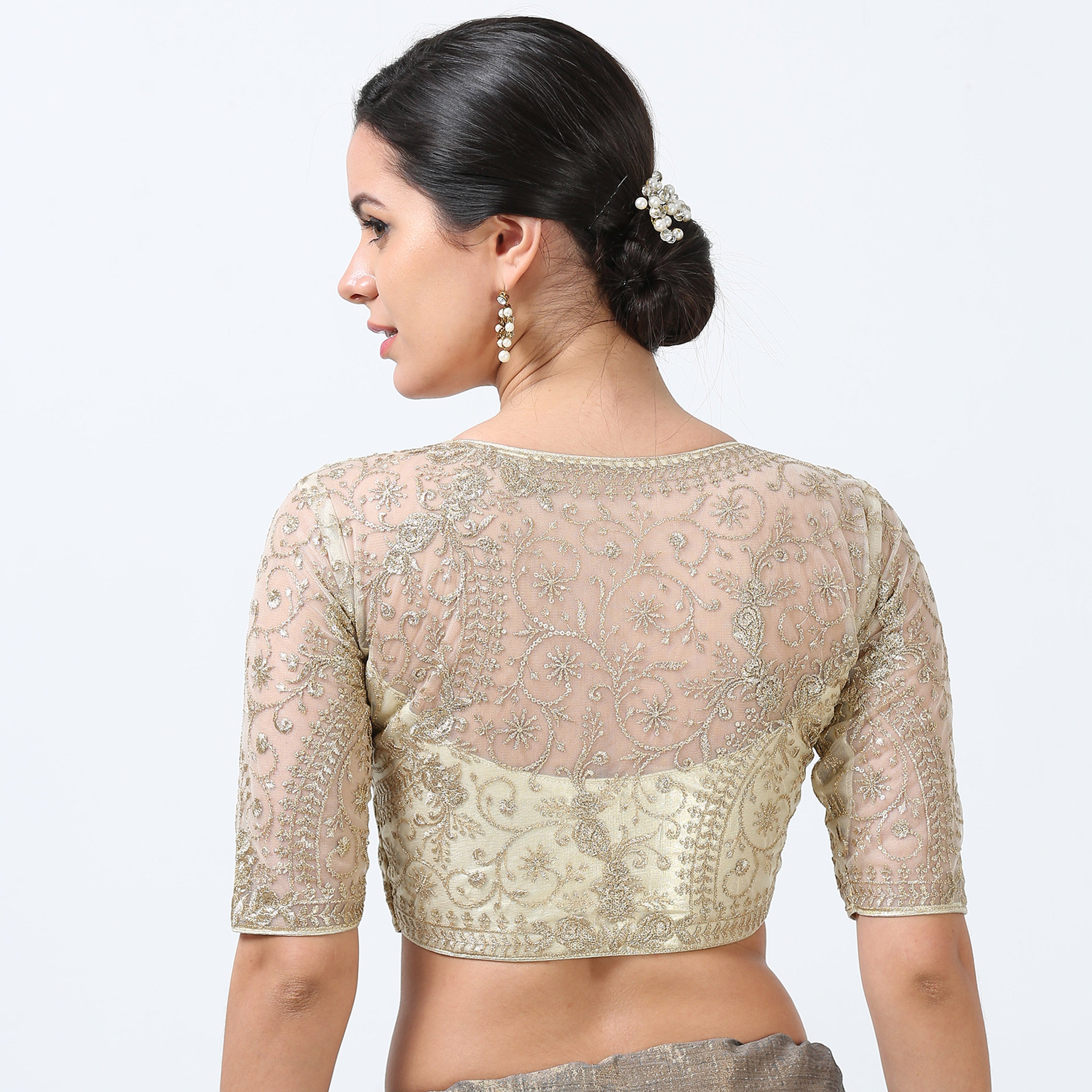 Shiny Gold Saree Blouse / Readymade Blouses / Blouse for Women USA – Laasya Trends