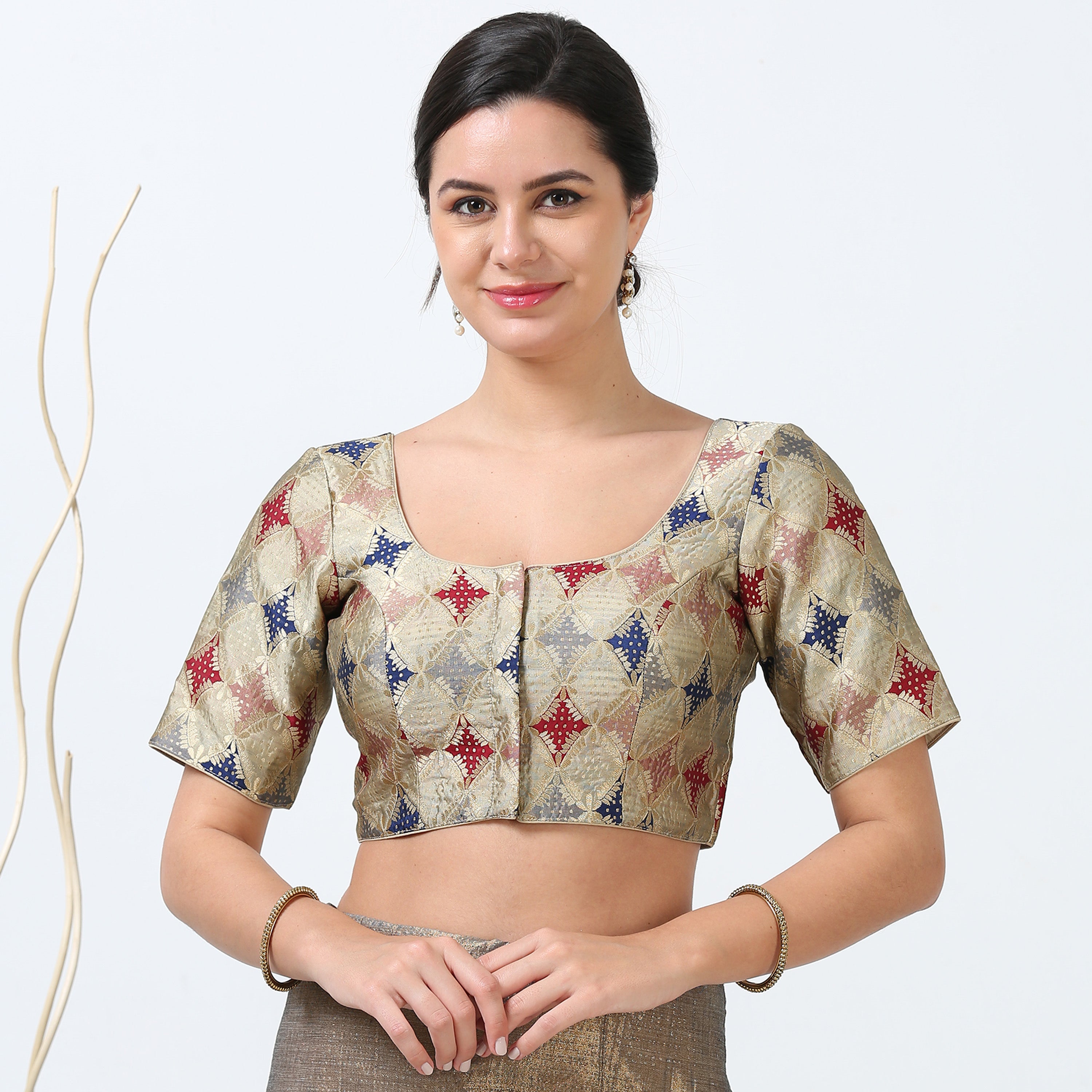 Diamond Print Silk Saree Blouse/ Saree Blouses Readymade/ Saree Blouse ...